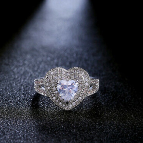 Jewelry | 925 Silver Ring Heart Shaped Sapphire Weddingring | Poshmark